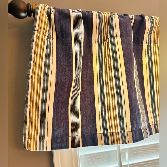 Pottery Barn | Accents | Pottery Barn Blue Hudson Stripe Cafe Valance ...
